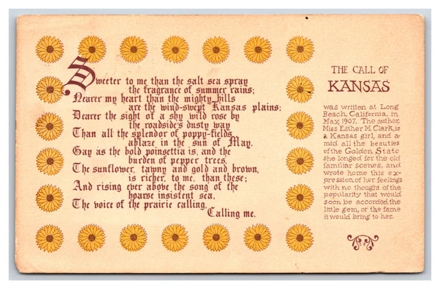 THE CALL OF Kansas Poem KS DB Postcard W3 EUR 8,10 - PicClick FR