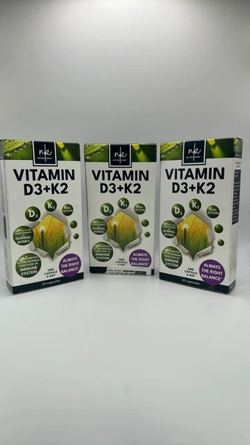 3 PACK X Nutra King Vitamin D3 + K2 Immune System Support Joints Skin ...