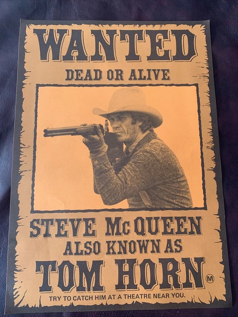ORIGINAL GENUINE MOVIE Poster Steve Mcqueen Tom Horn Wanted Dead Or ...