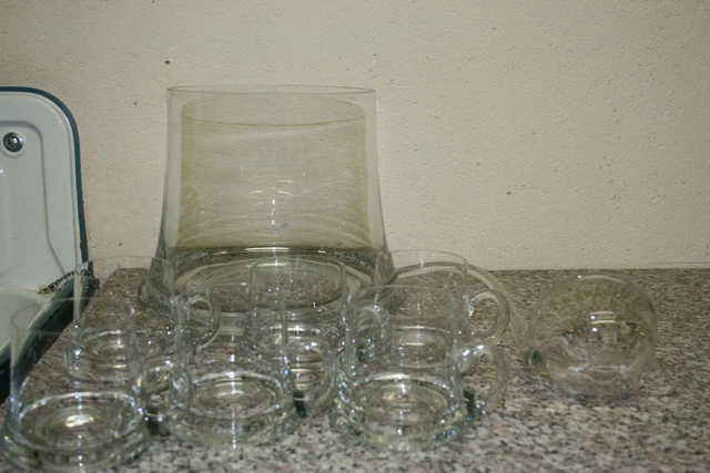 BOWLE SET - Glas - 8 teilig mit Kelle und Gläsern EUR 38,00 - PicClick DE