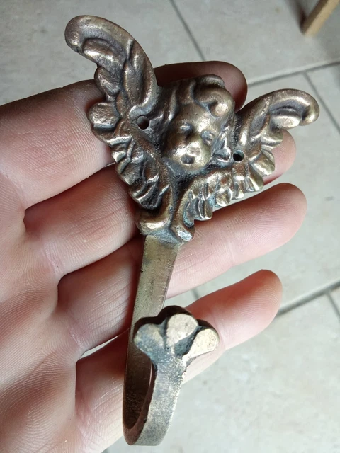 ANCIEN CROCHET MURAL en Bronze XIXème Siècle Angelot Ange Putto EUR 15 ...