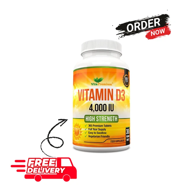 VITAMIN D 4,000 IU Tablets, Maximum Strength D3 Supplement, 365 Easy ...