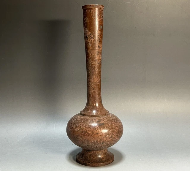 IKEBANA 292 JAPANESE Vtg Bronze Long Neck Stem Flower Buds Vase Signed ...