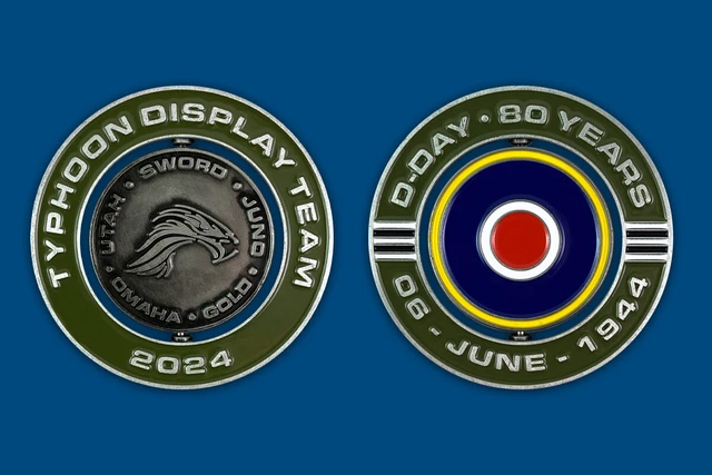 RAF 29 SQUADRON Typhoon Display 2024 D-Day Moggy Spinner Challenge Coin ...