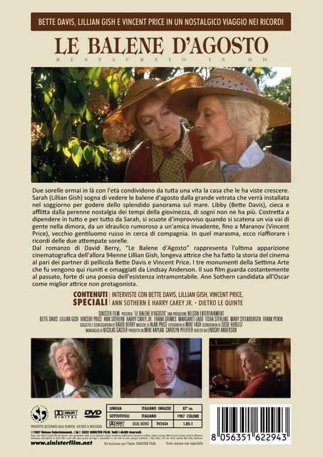 BALENE D'AGOSTO (LE) (DVD) Bette Davis Lillian Gish Vincent Price £15. ...