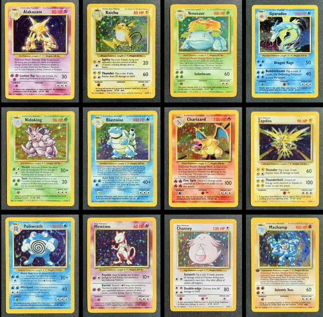 RARE HOLO (SHINY) Base set Pokemon cards 1-16 (YOU CHOOSE) Charizard ...