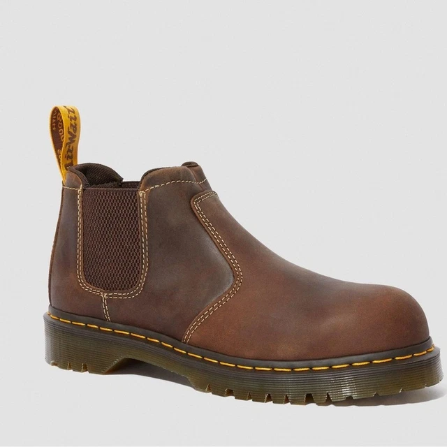DR DOC MARTENS Steel Toe Leather Work Furness Chelsea Boot Brown 10 £80 ...