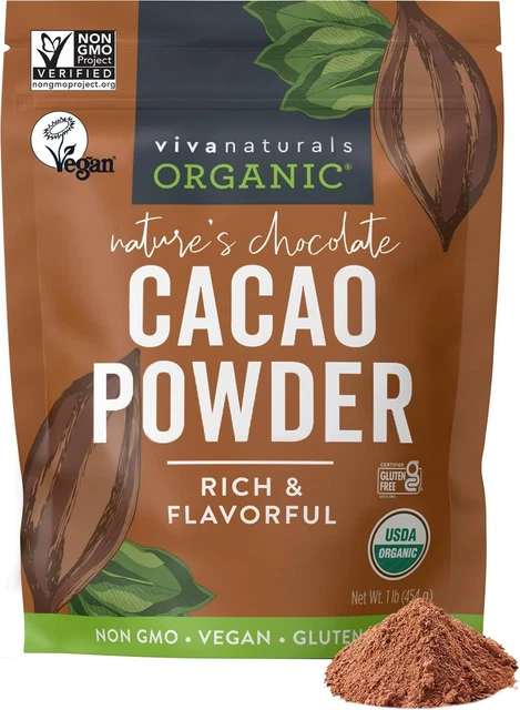 ORGANIC CACAO POWDER, Unsweetened, 1 lb 454 g – Rich Dark Chocolate ...