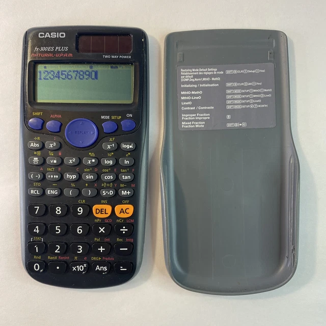 CASIO FX-300ES PLUS Natural Display Scientific Calculator Solar Two Way ...