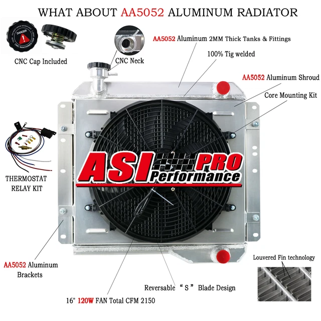 4 ROW RADIATOR Shroud Fan+Relay Fit Toyota Landcruiser 77-84 40 Series ...