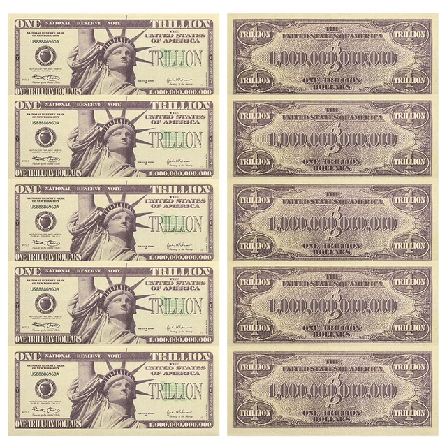 10PC STATUE OF Liberty Banknote 1 Trillion Dollars UV Serial Number ...