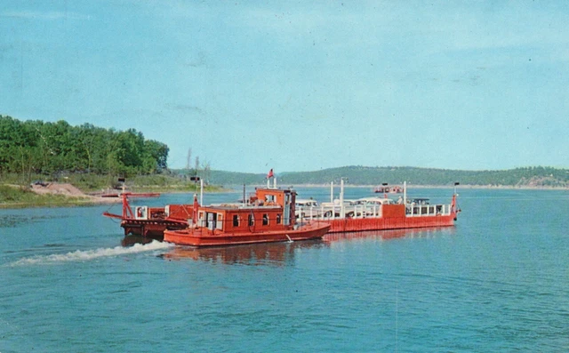 POSTCARD AR FREE Ferry across Norfork Lake Ozarks 1964 Chrome Vintage ...