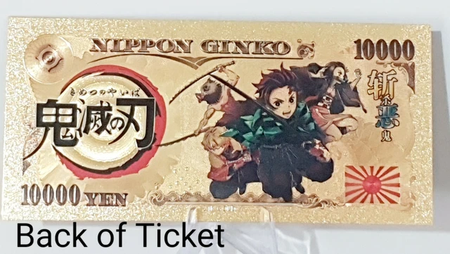 JAPANESE ANIME GOLD Yen Ticket Tanjiro Demon Slayer $9.95 - PicClick AU
