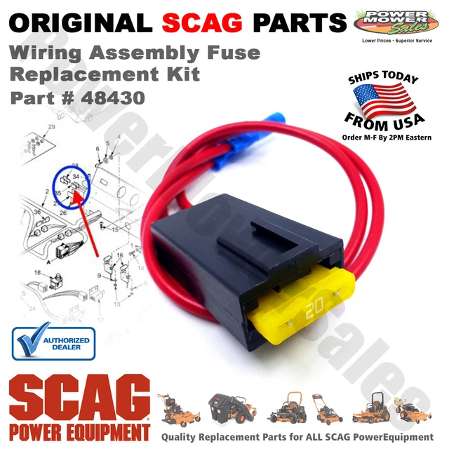 SCAG WIRING ASSEMBLY Fuse Replacement Kit for Lawn Mower / 48430 EUR 23 ...