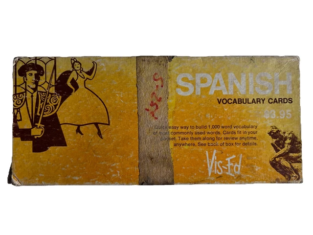 SPANISH VOCABULARY FLASHCARDS cards vintage complete set instructions ...