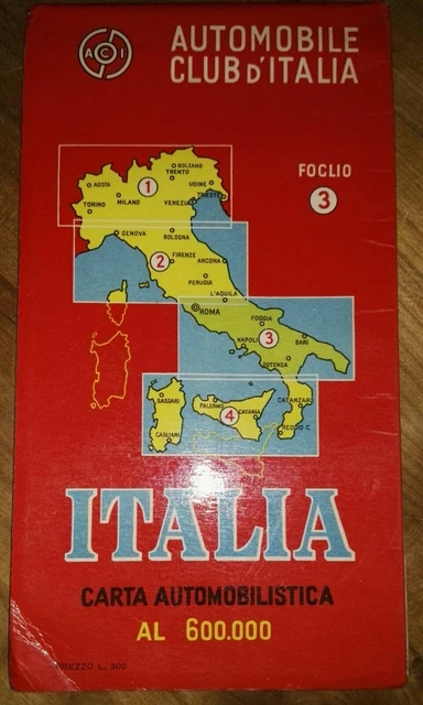 1963 AUTOMOBILE CLUB d'ITALIA Carta Automobilistica 600.000 ACI Foglio ...