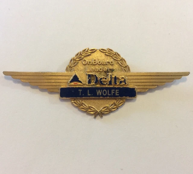 RARE VTG DELTA Airlines Stewardess Wings Badge Pin Onboard Leader 2 3/4 ...
