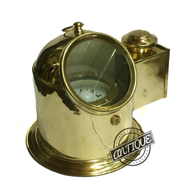 VINTAGE US NAVY BOAT ANTIQUE STYLE SHIP FLOATING BINNACLE COMPASS ...