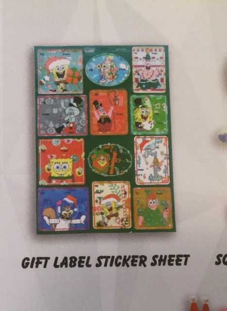 SPONGEBOB SQUAREPANTS CHRISTMAS Sticker Gift Tags Sheet Culturefly ...