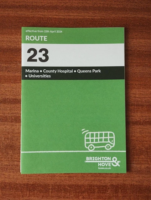 BRIGHTON & HOVE Buses April 2024 route 23 bus timetable £1.00 - PicClick UK