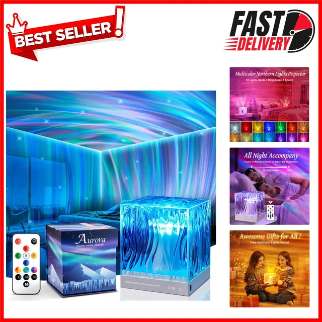 NORTHERN LIGHTS AURORA Projector Light - 18 Colors and Remote Timer ...