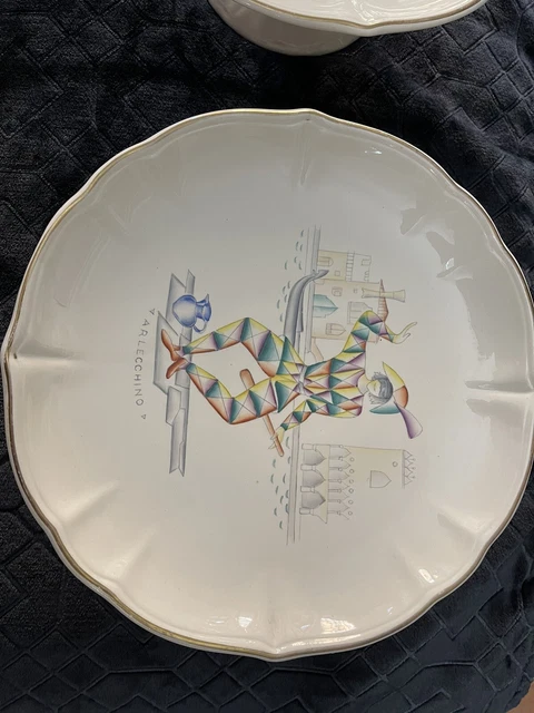 COPPIA DI ALZATE CERAMICA LAVENO Arlecchino Rosaura ANDLOVITZ NO GIO ...