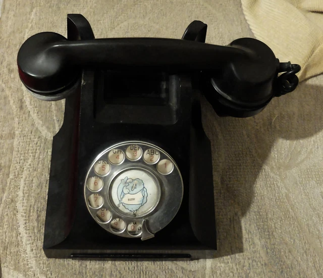 VINTAGE BT TELEPHONE black Bakelite 1950s/60s? rotary dial. Incomplete ...