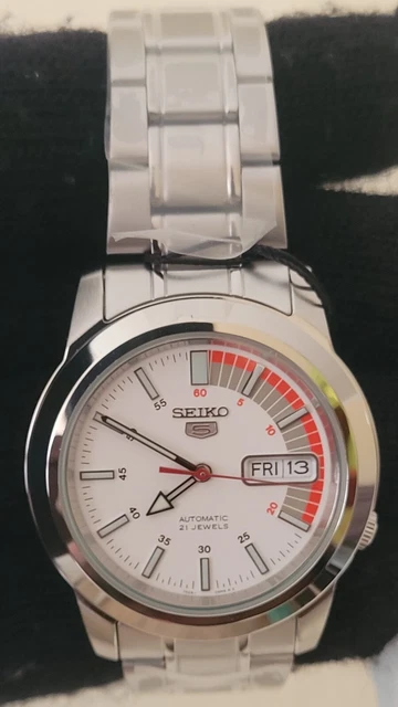 SEIKO 5 SNKK25 Automatic Day-date White Dial Stainless Steel Mens Watch ...