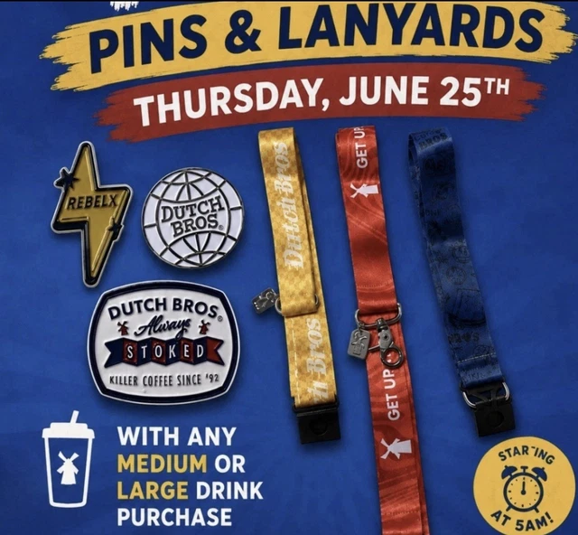 DUTCH BROS JUNE 25th 2026 Surprise Lanyard/Pin Drop Mystery Lanyard ...