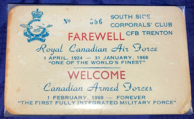 RP3199 VTG WW2 Farewell/Welcome Invitation Card RCAF Royal Canadian Air ...