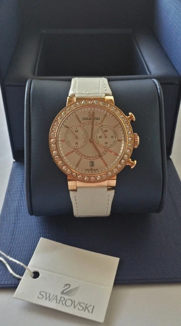 SWAROVSKI CITRA SPHERE Chrono White Dial Rose Gold Watch w White ...