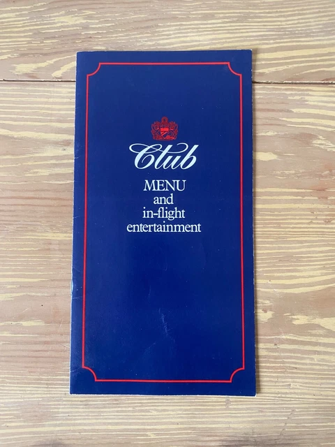 BRITISH AIRWAYS VINTAGE Airline Club Menu-London-Nairobi-Johannesburg £ ...