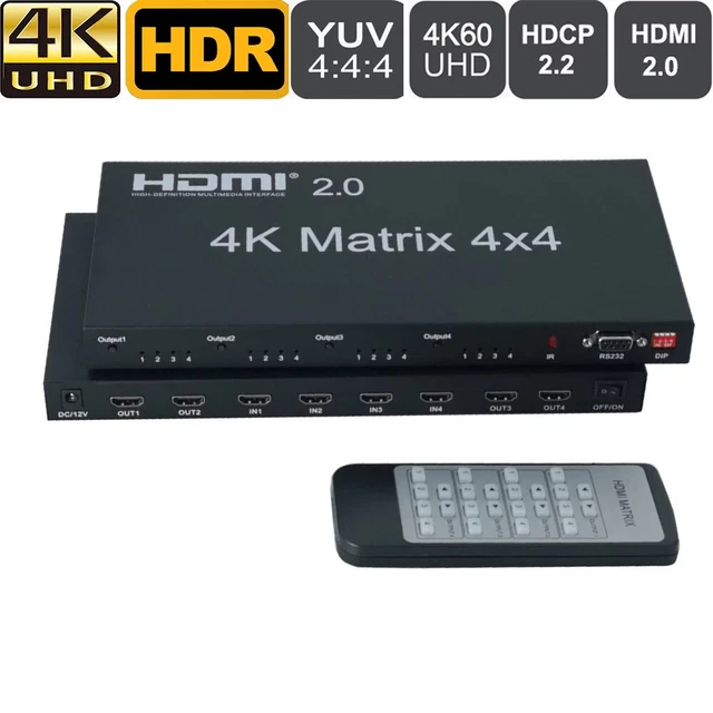 HDMI 2.0 MATRIX 4X4 Switch Splitter Switcher 4K 60Hz HDCP 2.2 RS232 Control EDID $168.41 ...