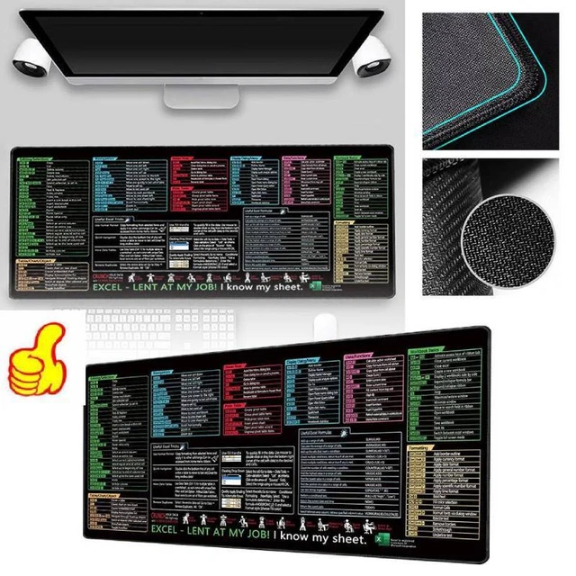 EXCEL CHEAT SHEET Desk Mat, Excel Shortcuts Mouse Pad, Keyboard Shor ...