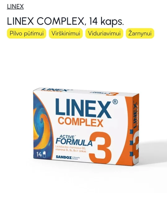 LINEX COMPLEX LACTOBACILLUS Rhamnosus GG Complex Vitamin B1 B2 B6 Zinc ...