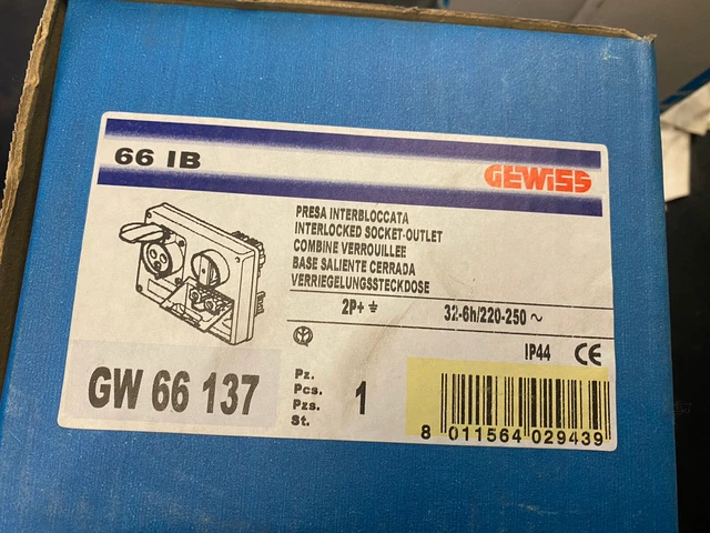 GEWISS GW 66137 Fixed Amp Connector With Fuses 2p T 32a-6h/220-250v £35 ...