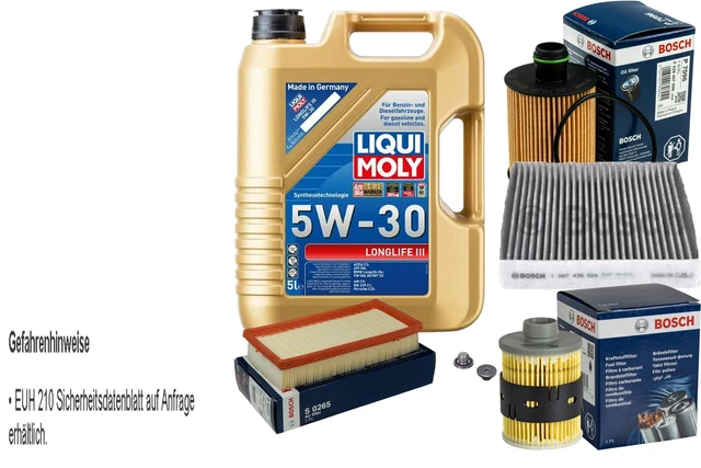 BOSCH INSPECTION SET 5 LIQUI MOLY Longlife 3 5W-30 pour Suzuki Swift IV EUR 128,49 - PicClick FR