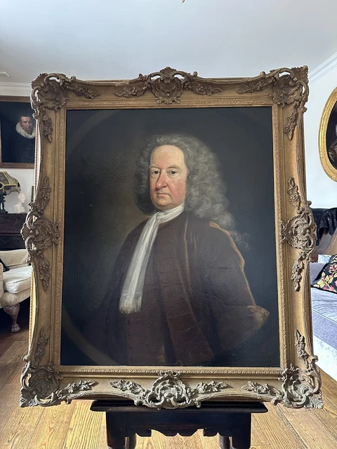 LARGE ANTIQUE 18TH Century Oil Portrait Painting Of Roger Mannering ...