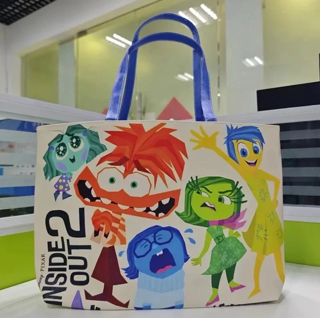 DISNEY INSIDE OUT 2 Characters Leather Tote Bag Large Capacity Zip ...