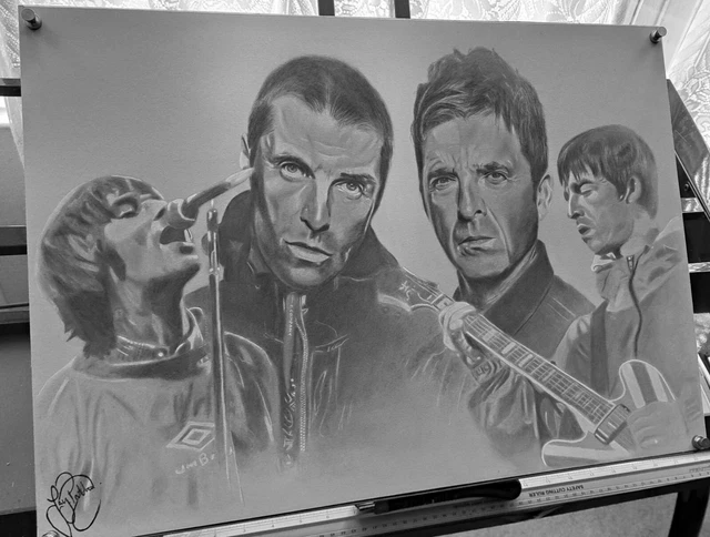 OASIS PENCIL DRAWING Art Print A3 Size Liam & Noel Gallagher ...