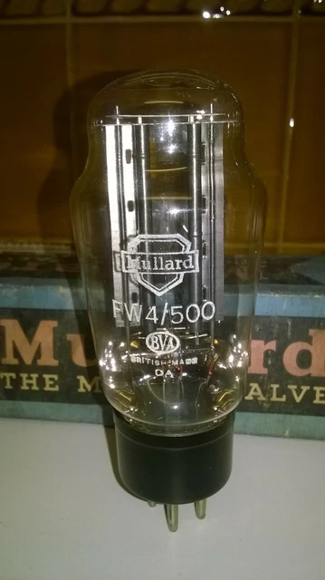 MULLARD FW4/500 FULL wave 4 pin rectifier valve.Tests excellent. U18/20 ...