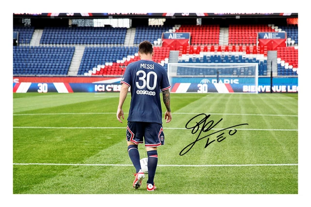 LIONEL MESSI PSG Signé A4 Autographe PP Photo Impression Paris Saint ...