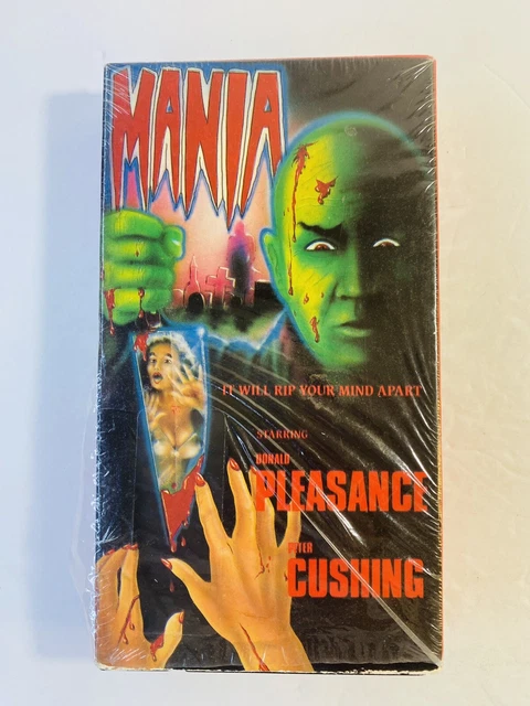 MANIA 1989 VHS Tape Movie Peter Cushing Donald Pleasance Horror Black ...