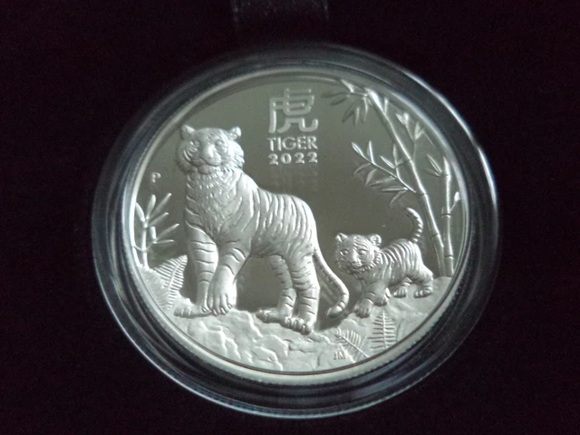 1 OZ SILBER Lunar Tiger 2022 Silbermünze + Etui+Zertifikat PP proof high relief EUR 85,00 ...