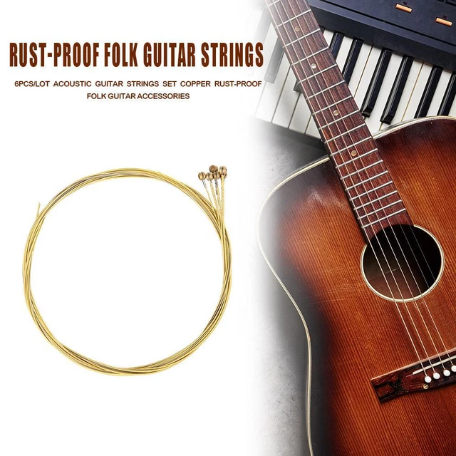 6PCS COPPER RUST-PROOF Folk Guitar Strings Acoustic Guitar Parts ...