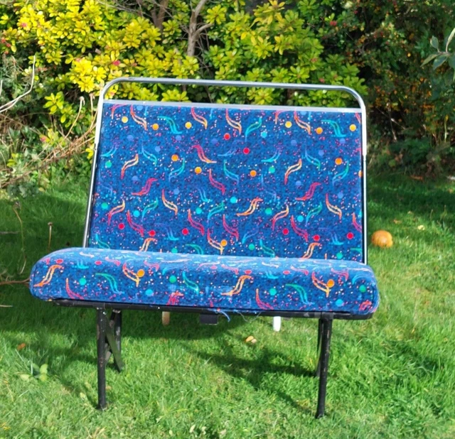 OLD BUS seat bench MAN CAVE , Retro ..Dublin Bus fabric £75.00 ...