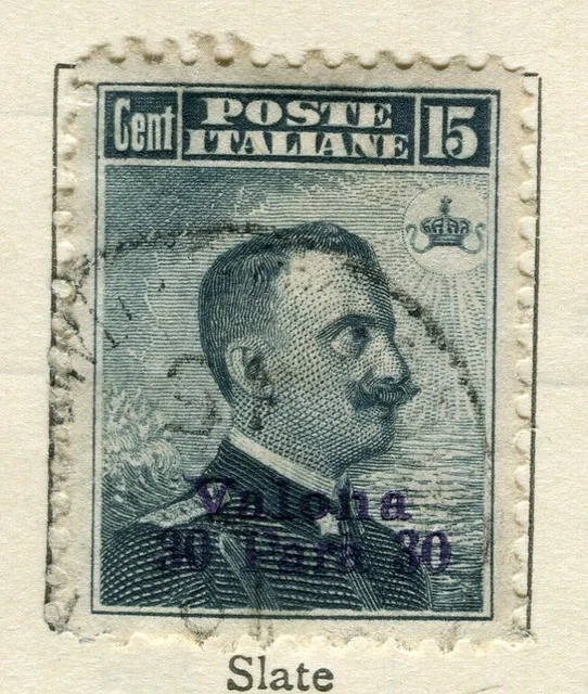 ITALIAN LEVANT; VALONA early 1900s Emmanuel surcharged fine used 30pa ...