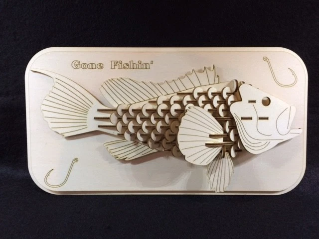 PERSONALISED LASER CUT Wooden Fishing Trophy 3D Model/Puzzle Kit £19.99 ...