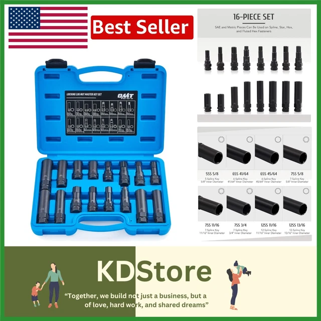16-PIECE LUG NUT Key Set - Scratch-Free Tool Kit for Automotive Repair ...