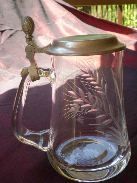 CHOPE À BIÈRE en Verre gravé et étain Ancienne 50 cl EUR 25,00 ...